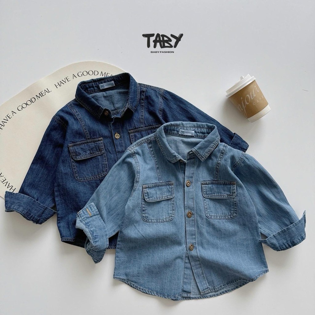 [TABY] Áo sơ mi bò basic phong cách HQ, chất liệu vải bò xuất dư mềm ...