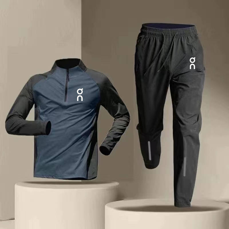 【Ready Stock】 On Half Zipper Training Clothes Outfit Men's Long-Sleeved ...
