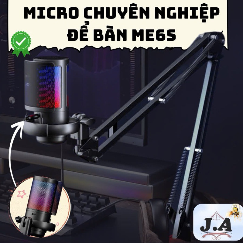 Micro Thu Âm Để Bàn ME6S Kèm Giá Đỡ Kẹp Bàn, Mic Lọc Tạp Âm, Micro Thu ...