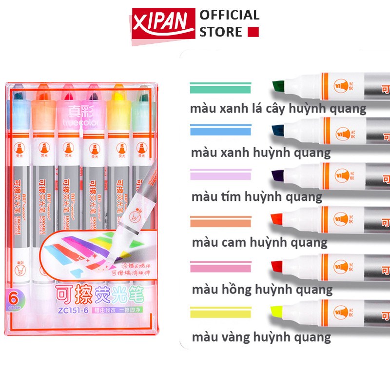 Set 6 Bút Dạ Quang màu pastel Highlight Đánh Dấu Ghi Chú có thể xóa ...