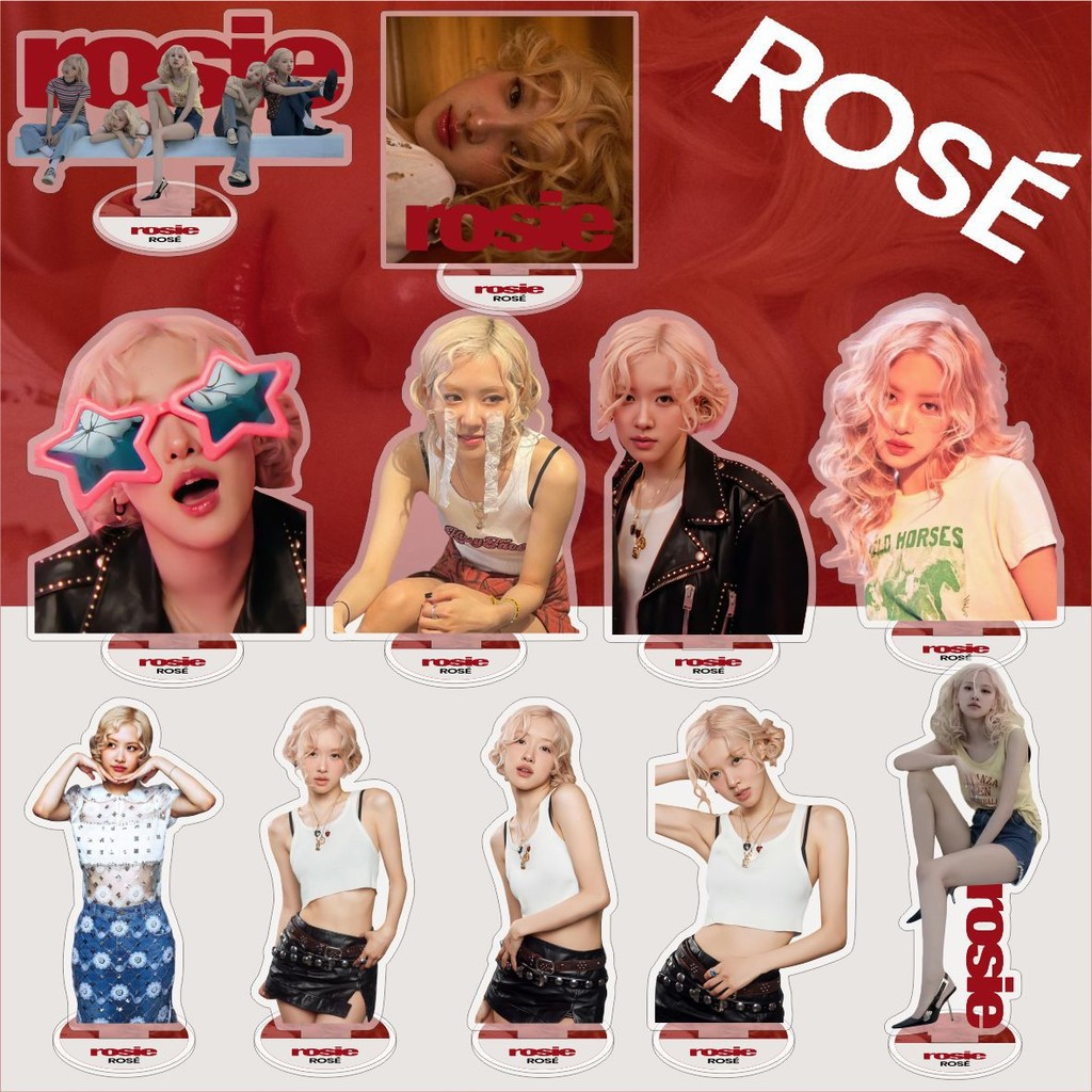 Rose blackpink Acrylic hai mặt thẻ đứng Tabletop trang trí đồ trang sức ...