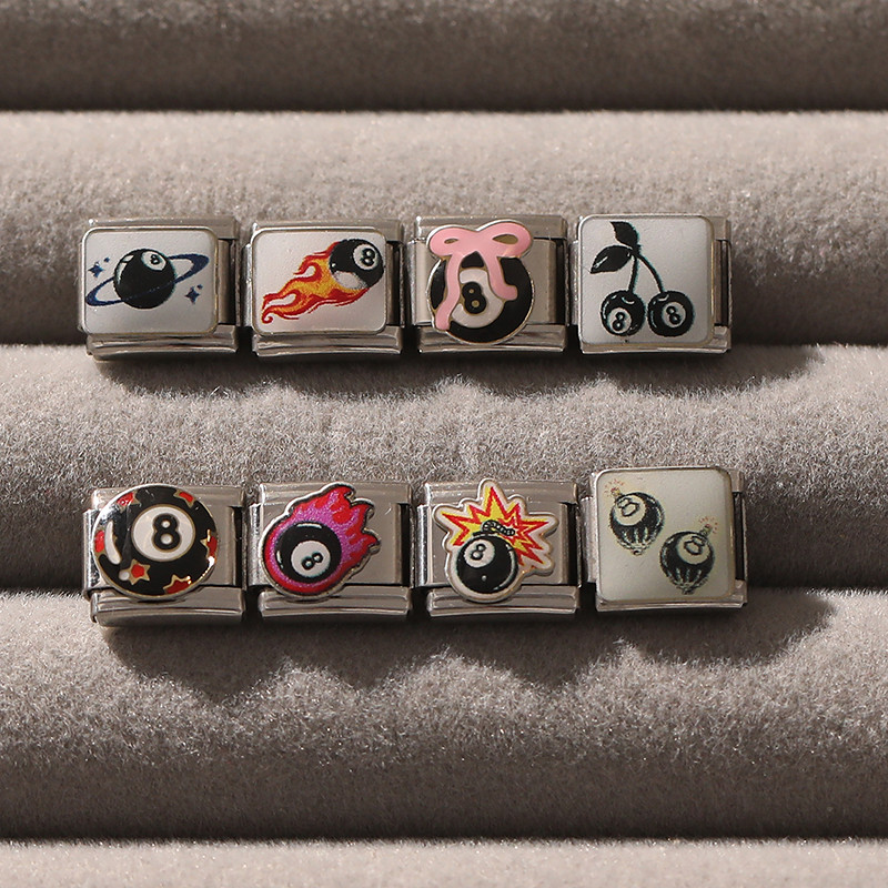 No. 8 Series Pattern Italian Modular Bracelet Charms Fit DIY Making 9mm ...