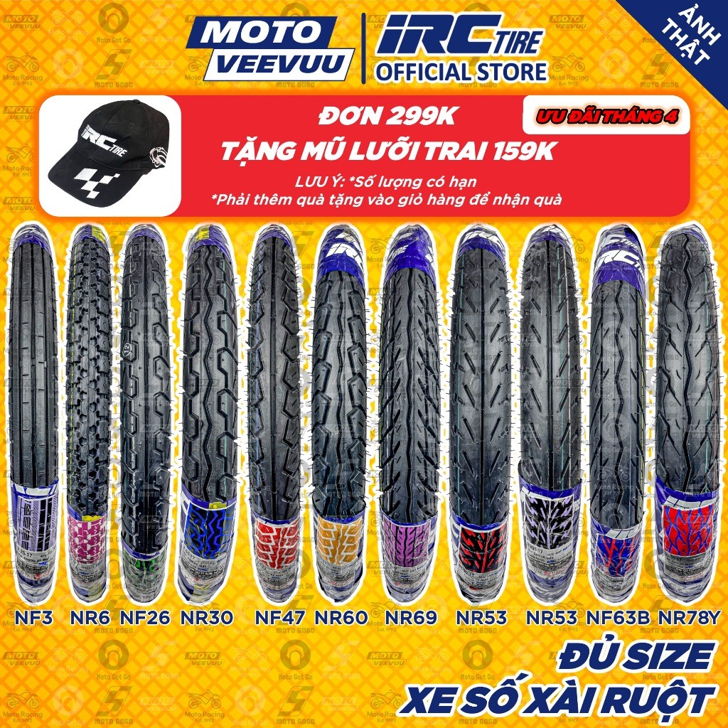 [MTVV] Vỏ lốp xe số IRC INOUE đủ mã TT NF3 NR6 NF26 NR30 NF47 NR60 NR69 ...