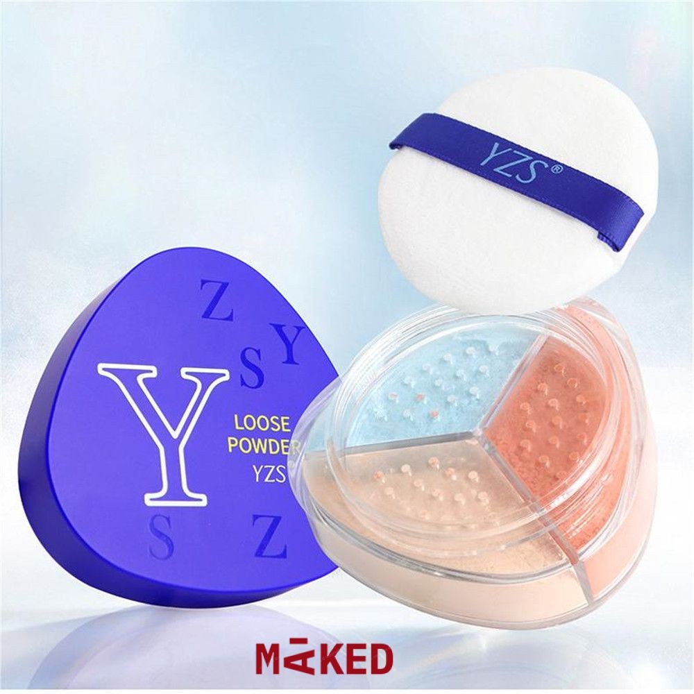 Yzs Đèn che khuyết điểm ba màu Mousse Setting Powder Smooth Concealer Setting Powder Light Bột ...
