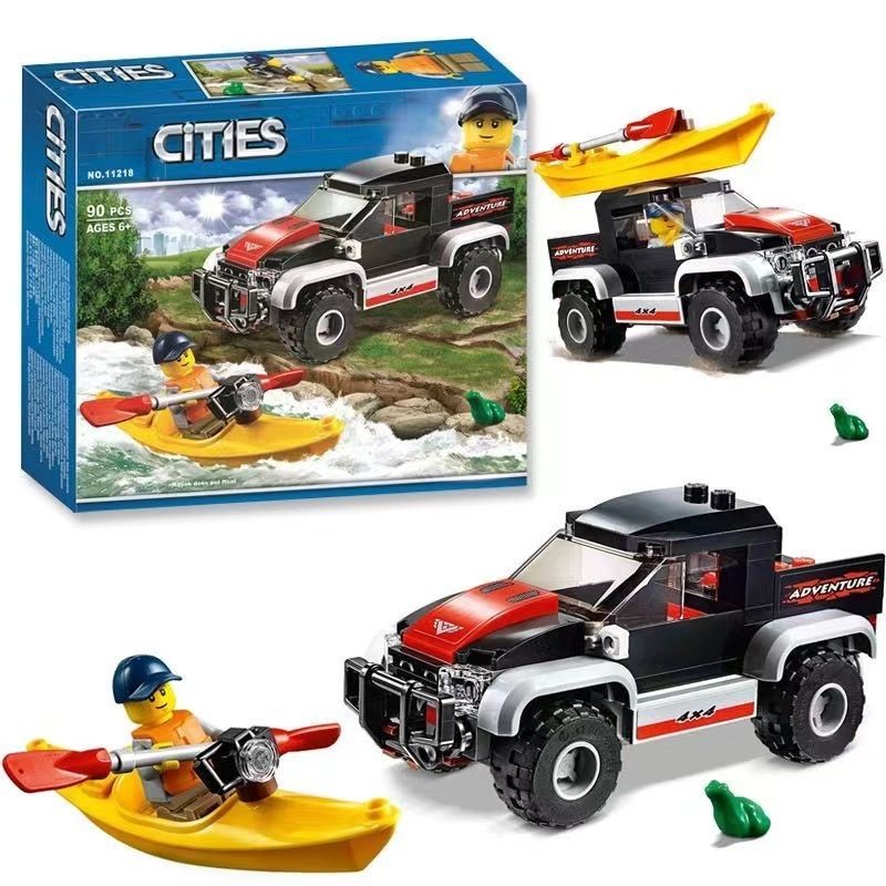 Tương thích với Lego City Series Rowing Adventure Pickup Truck Xe địa ...