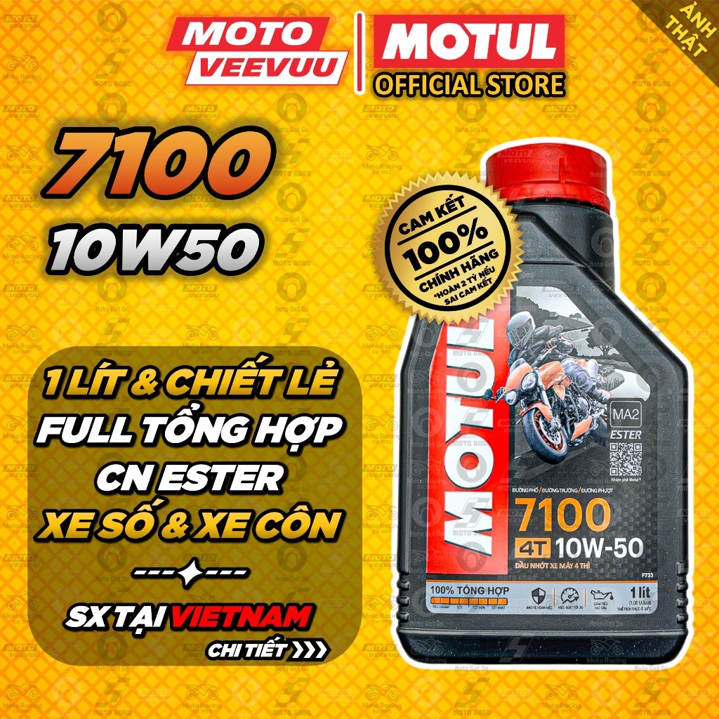 [MTVV] Dầu nhớt xe số MOTUL 7100 4T 10W50 Ester Code SN/SM/SL MA2 1 Lít Chiết lẻ Tổng hợp toàn ...