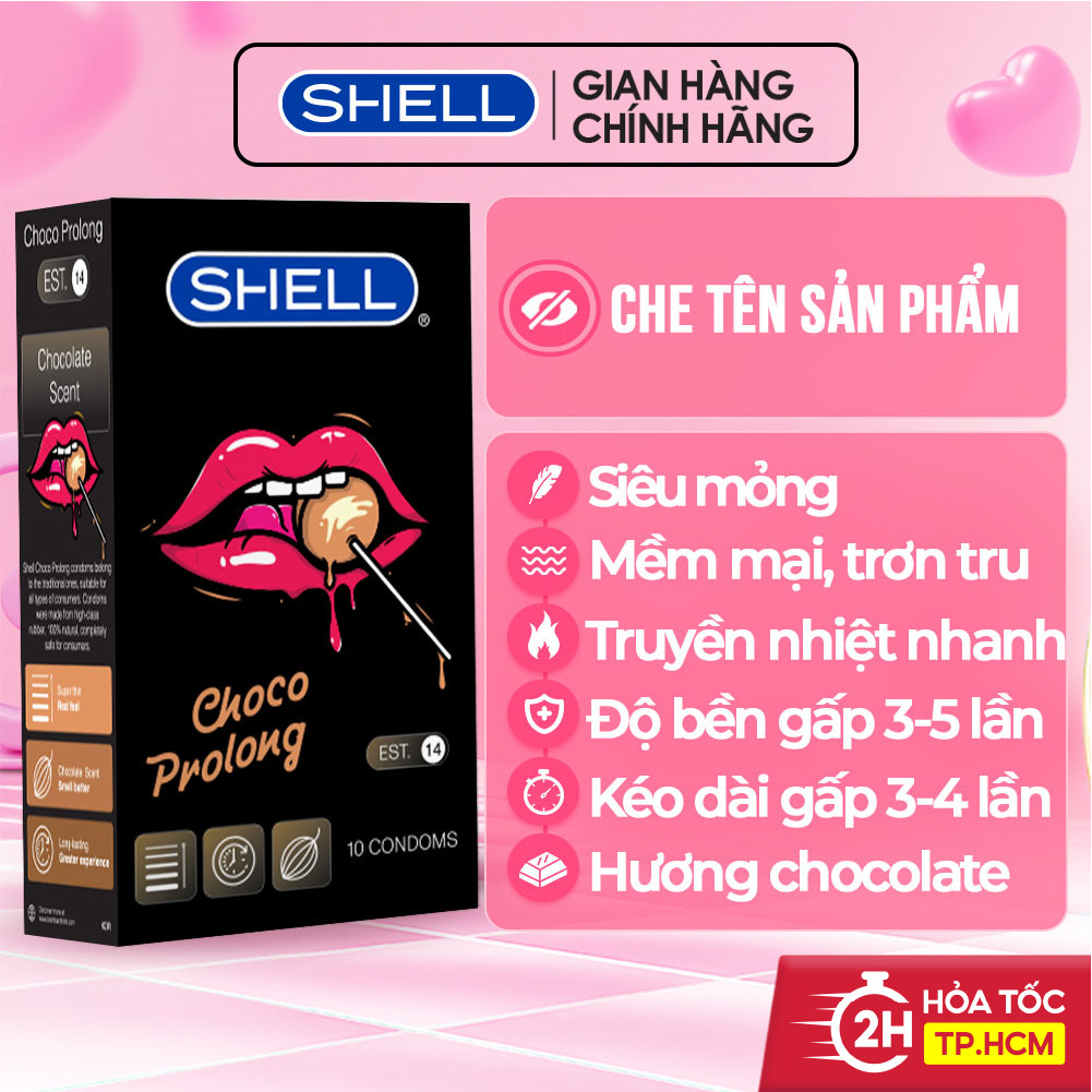 Bao cao su Shell Choco Prolong kéo dài thời gian, hương chocolate - Hộp 10 cái | SHELL CHÍNH ...