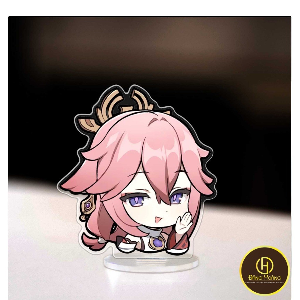 Standee mica mini in hình Yae Miko chibi trong Genshin impact decor bàn ...
