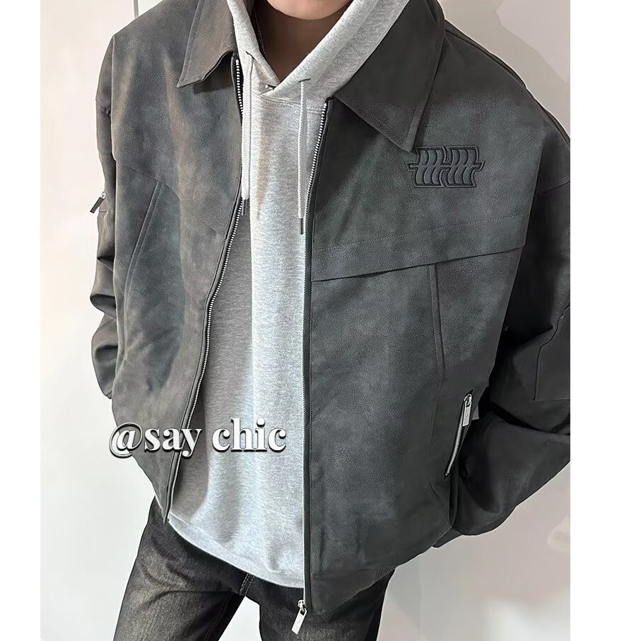 Áo khoác nam SAY CHIC Áo khoác da nhuộm cà vạt cao cấp kiểu Mỹ cổ điển ...