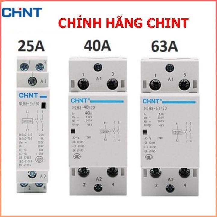 CHINT NCH8-25A/40A/63A- khởi động từ 1 pha CHINT NCH8-25/20 NCH8-40/20 NCH8-63/20 25A 40A 63A ...