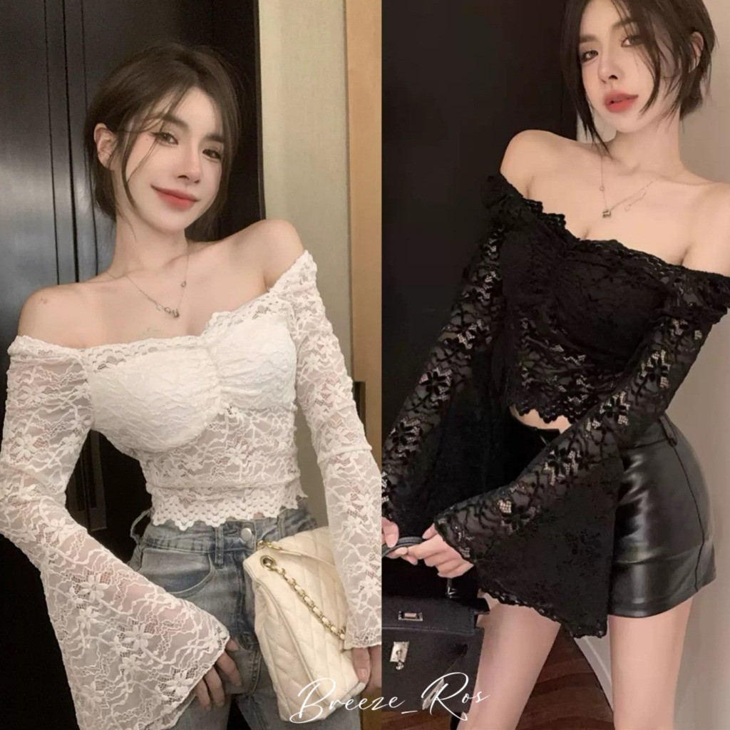 Breeze_Ros Áo Sơ Mi Nữ Thời Trang Hàn Quốc (có Đệm Ngực) Top Ren Trễ ...