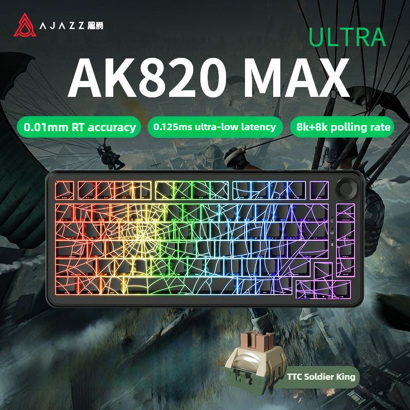 Ajazz AK820 Max ULTRA Công tắc từ tính Bàn phím thể thao điện tử 3 chế độ Không dây kép 8K Kích ...