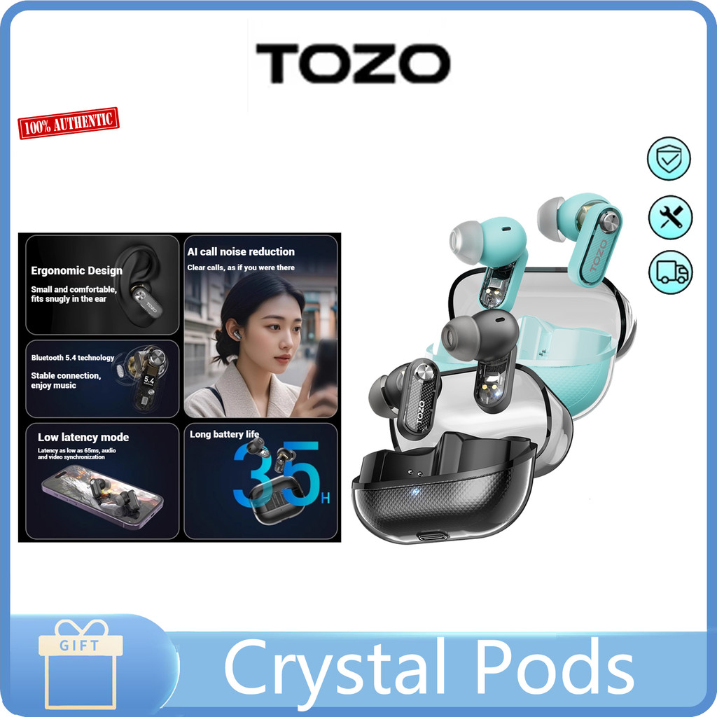 TOZO Crystal Pods Wireless Bluetooth headphones In-ear Active noise ...