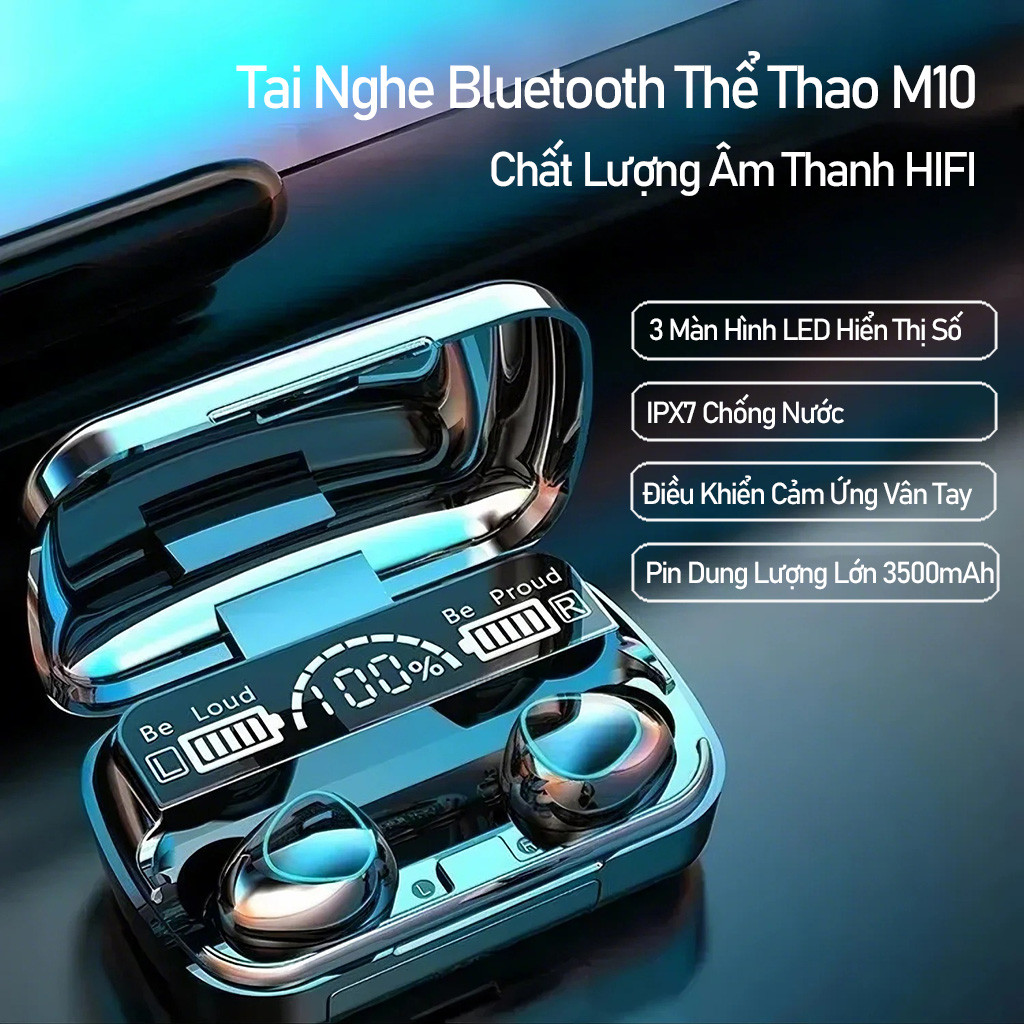 Tai nghe bluetooth siêu dài M10, trang bị pin 3500mAh, chất lượng âm thanh giảm tiếng ồn Chất ...