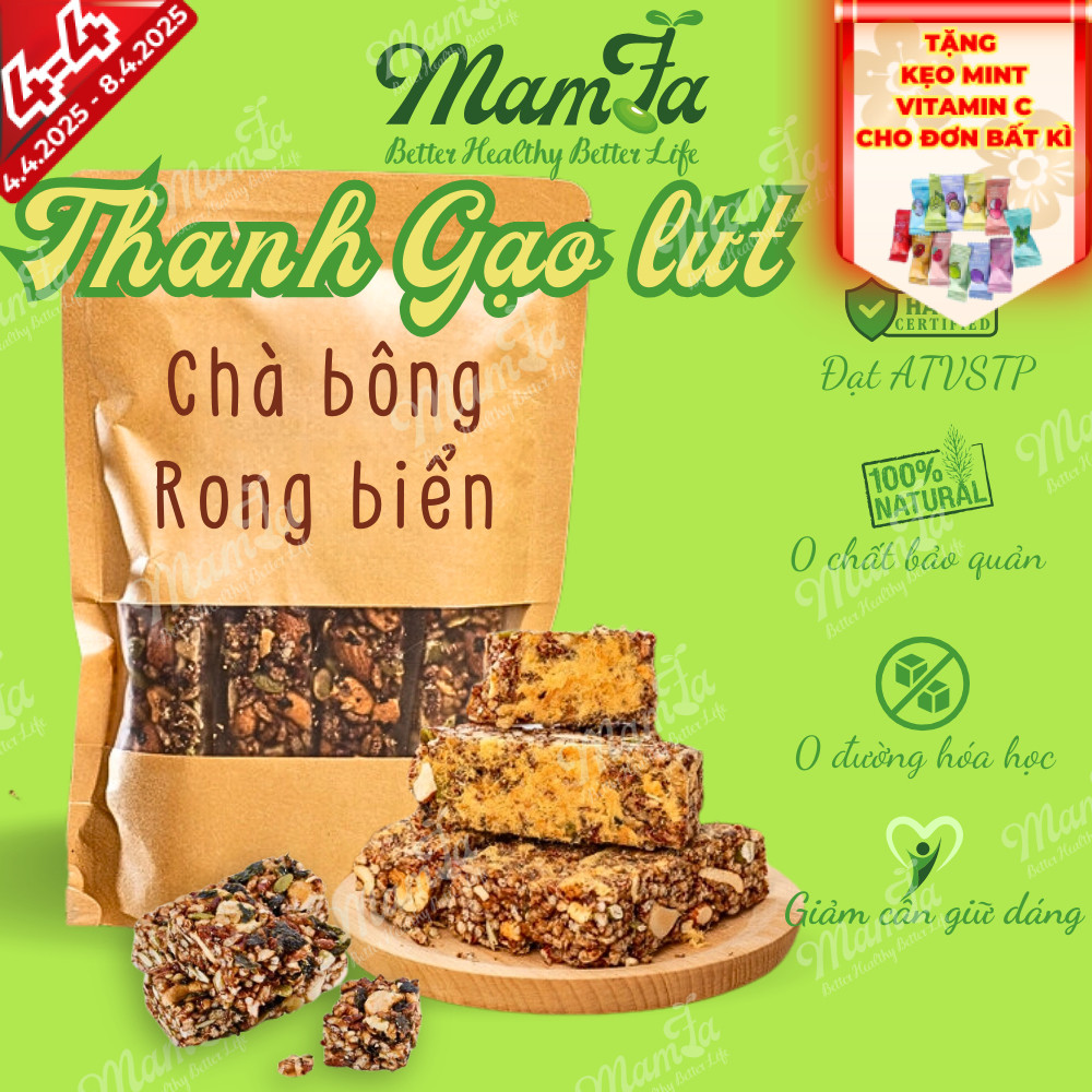[Quà+Miễn Ship]Thanh gạo lứt rong biển chà bông cao cấp Mamfa nhiều hạt dinh dưỡng quản ăn vặt ...