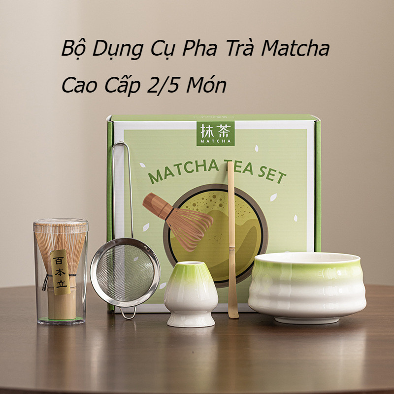 Bộ dụng cụ 2/5 món pha matcha gồm Bát đánh matcha,Bộ Dụng Cụ Pha Chế ...