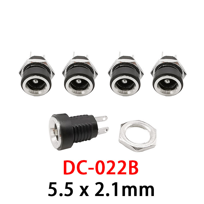 Bộ 5 DC-022B DC Power Nữ Jack Adapter 2 Pin 5.5x2.1mm DC Jack Cắm Thiết Bị Đầu Cuối Bảng Gắn Ổ ...