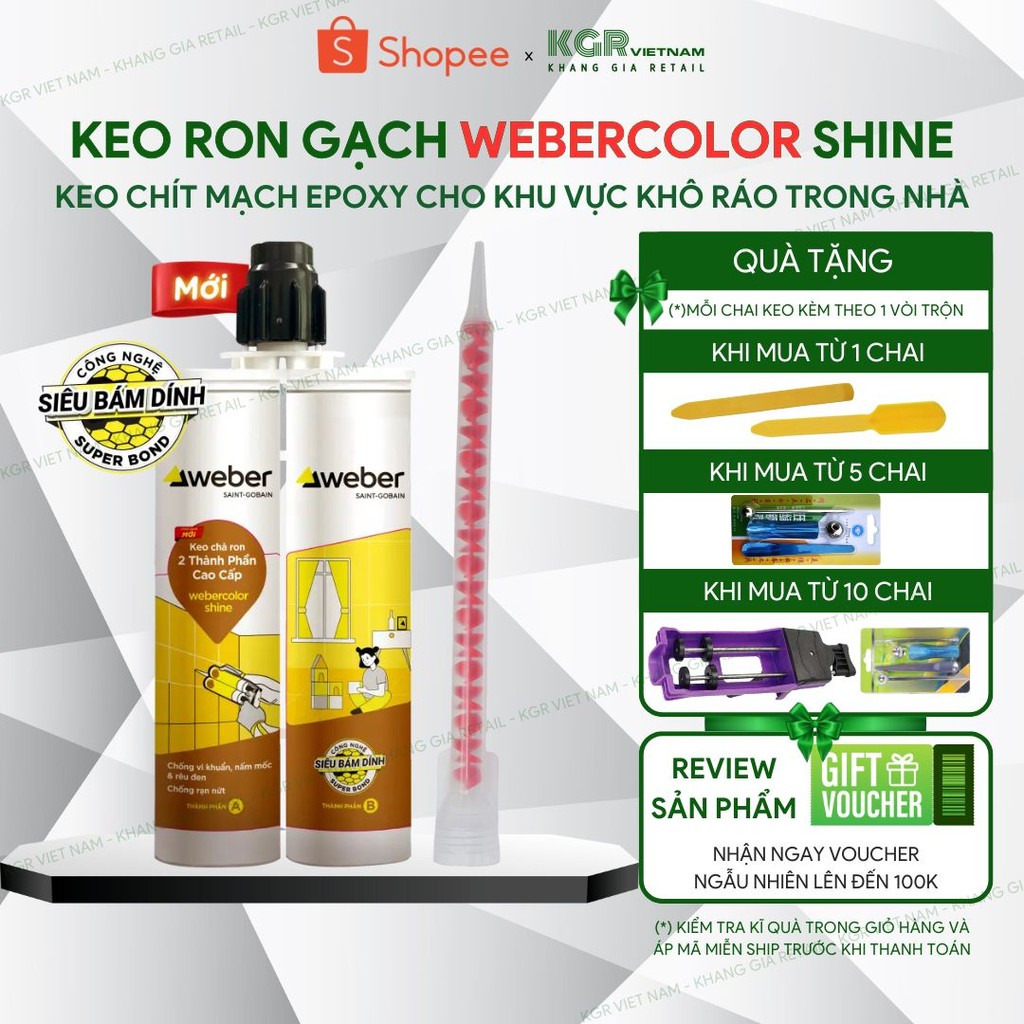 Keo chà ron gạch dạng Epoxy 2 thành phần Weber - Webercolor Shine ...