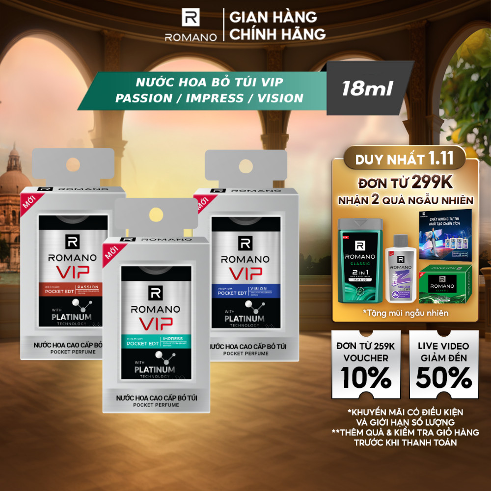 Nước hoa bỏ túi cao cấp Romano VIP Passion / Vision / Impress 18ml ...