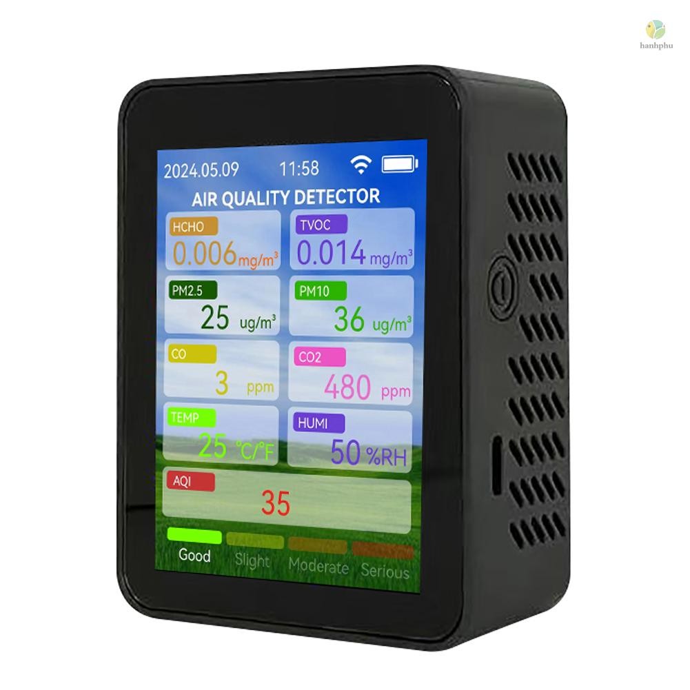 Tuya WiFi Máy đo chất lượng không khí đa chức năng Hộ gia đình HCHO TVOC Carbon Monoxide CO2 PM2 ...