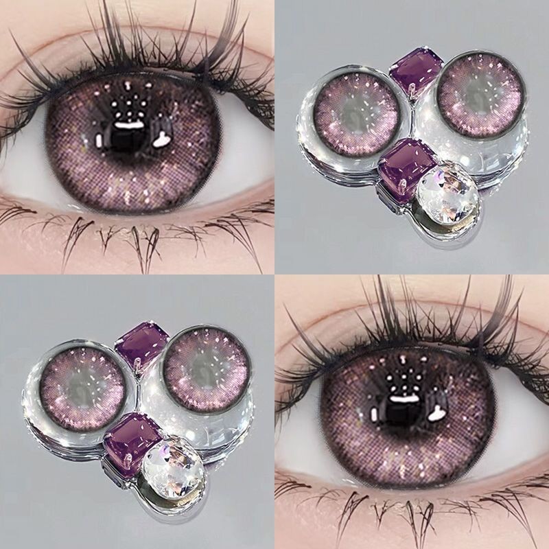 Set 2 Kính Áp Tròng Màu Đen Contact Lenses 0 ~ -8.00 Black Len14.0/14 ...