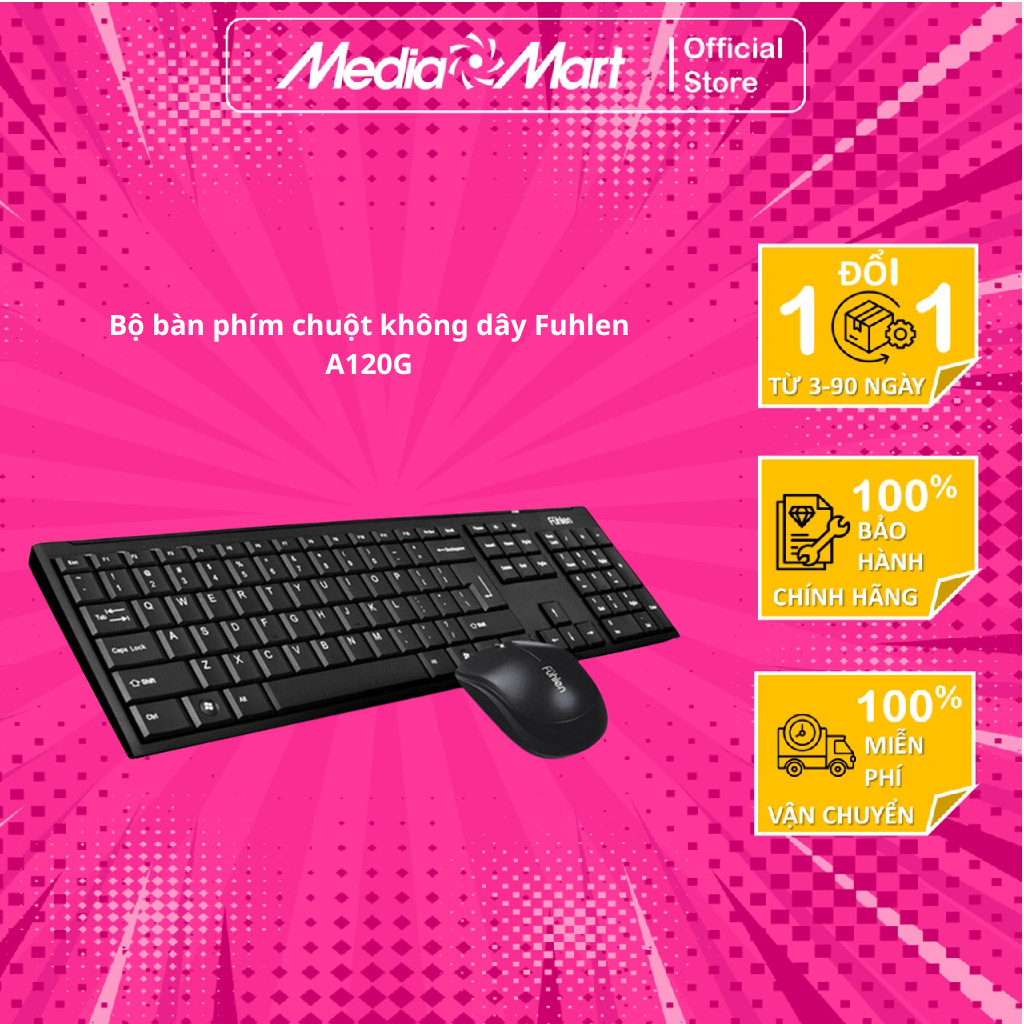 Bộ bàn phím chuột không dây Fuhlen A120G. Bảo hành chính hãng 12 tháng ...