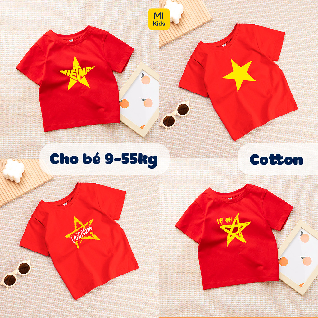 Áo cờ đỏ sao vàng cho bé chất cotton thoáng mát – áo thun cờ Việt Nam bé trai mặc lễ hội sự kiện ...