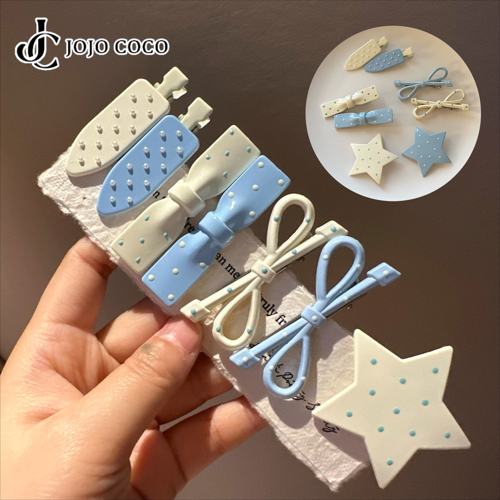 JOJO COCO Dễ Thương Kem Trắng Xanh Chấm Bi Bướm Kẹp Tóc Thời Trang Cô Gái Kẹp Tóc Phụ Kiện Tóc ...