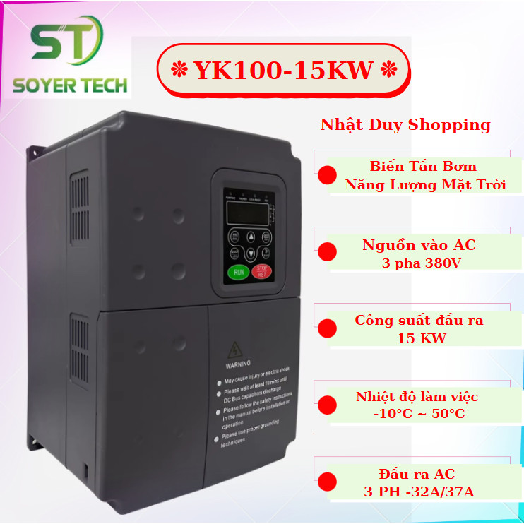 Biến Tần Bơm 15KW DC 800V / AC 380V Từ Tấm Pin Năng Lượng Mặt Trời 3 Pha 380V – Model YK100-15KW ...