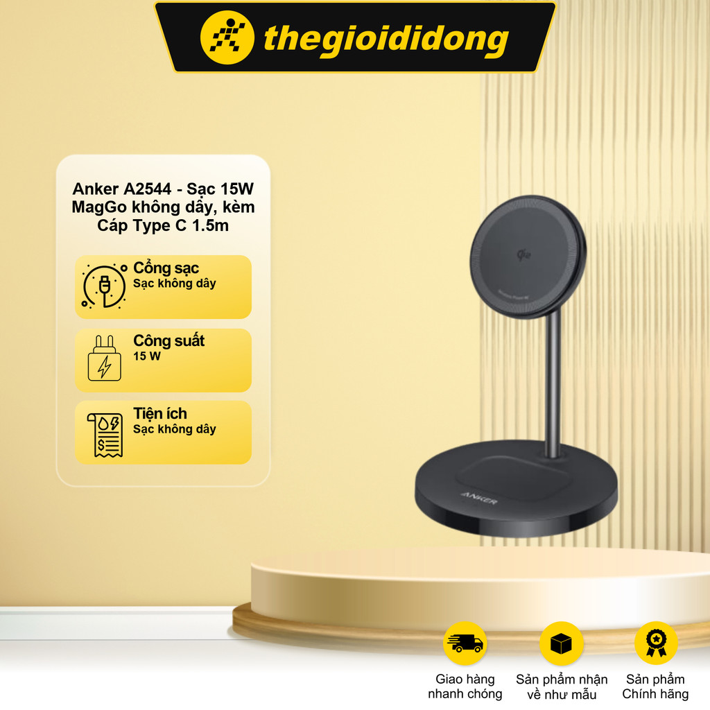 Bộ đế sạc không dây 2 in 1 15W MagGo kèm Cáp Type C - Type C 1.5m Anker A2544 | Shopee Việt Nam