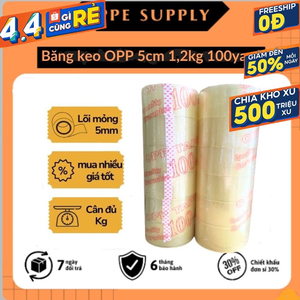 [Rẻ vô địch] Combo 6 Cuộn Băng keo OPP 5cm 1,2kg 100Y -Băng keo, Băng keo trong siêu dính ...