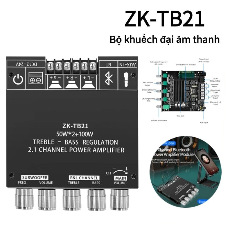 Bảng Bluetooth 5.0 Kênh 2.1 Bảng Mạch Khuếch Đại Âm Thanh Subwoofer ZK-TB21 | Shopee Việt Nam