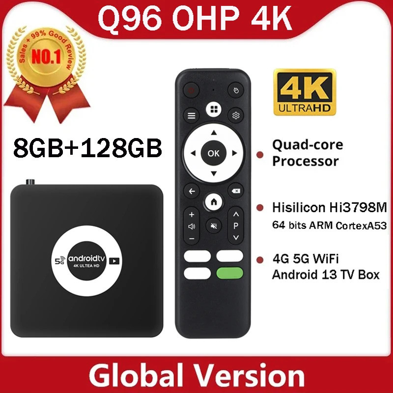 Hộp tv box Q96 OHP 4K Phiên bản toàn cầu 4K Ultra HD Android 13 HiSilicon Hi3798M 8GB 128GB Wifi ...