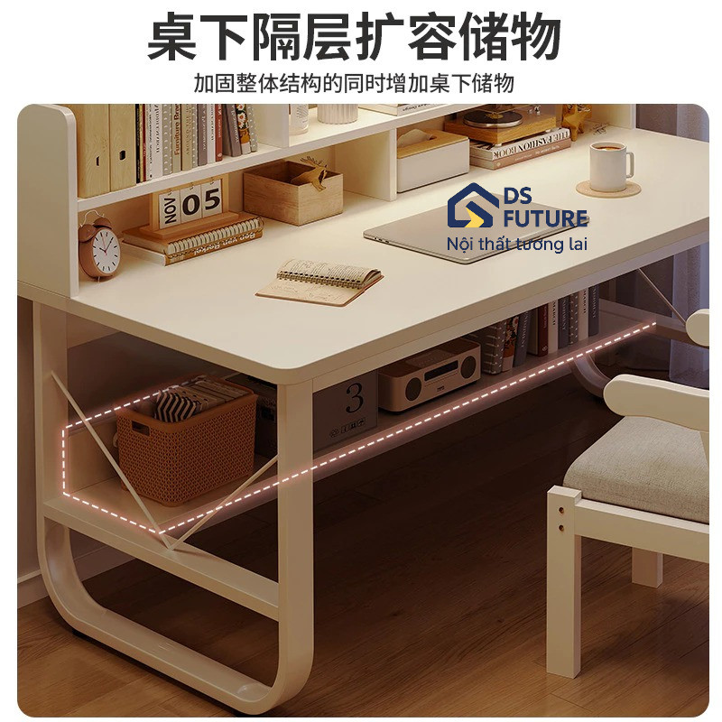 Bàn học có kệ gỗ U3, bàn làm việc Mặt Gỗ MDF 15mm, bo góc an toàn cho bé, Chân Sắt Sơn Tĩnh Điện ...