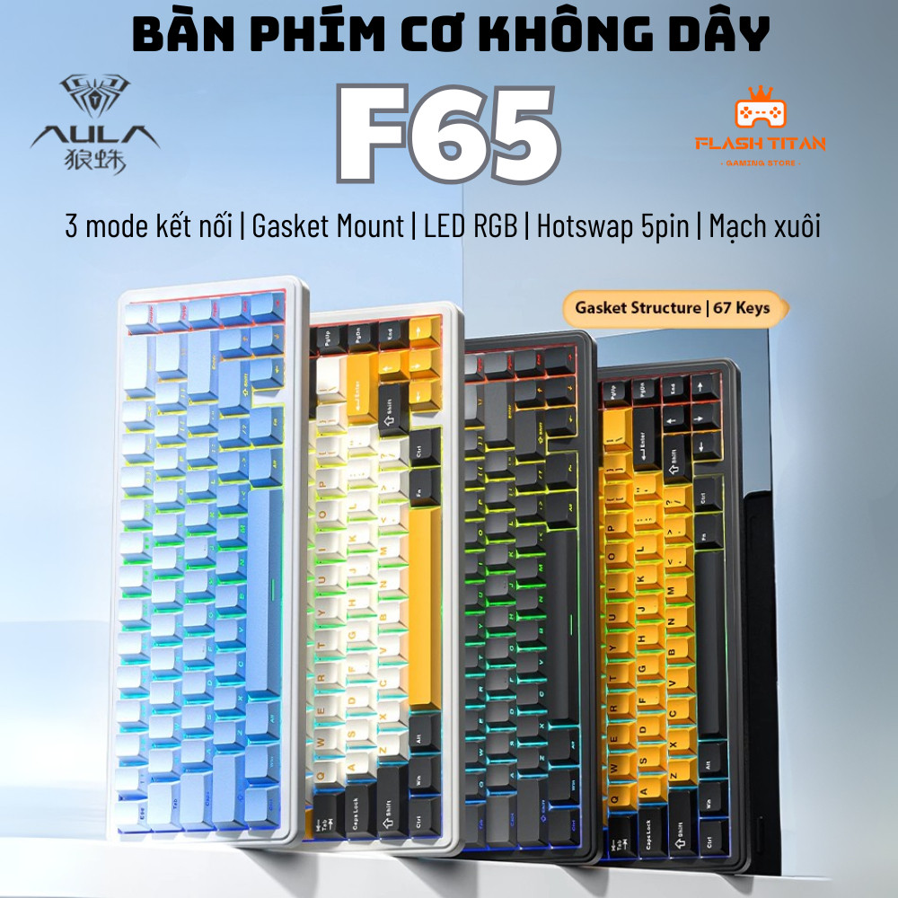 Bàn phím cơ không dây Aula F65 - Hỗ trợ hotswap - 3 mode kết nối - LED RGB mạch xuôi | Shopee ...