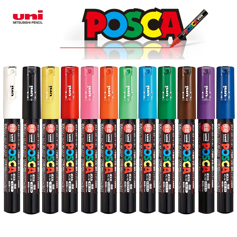 Uni POSCA Acrylic Marker 1PC 13 Bút Màu PC-1M 3M 5M Poster Vải Sơn Nghệ ...