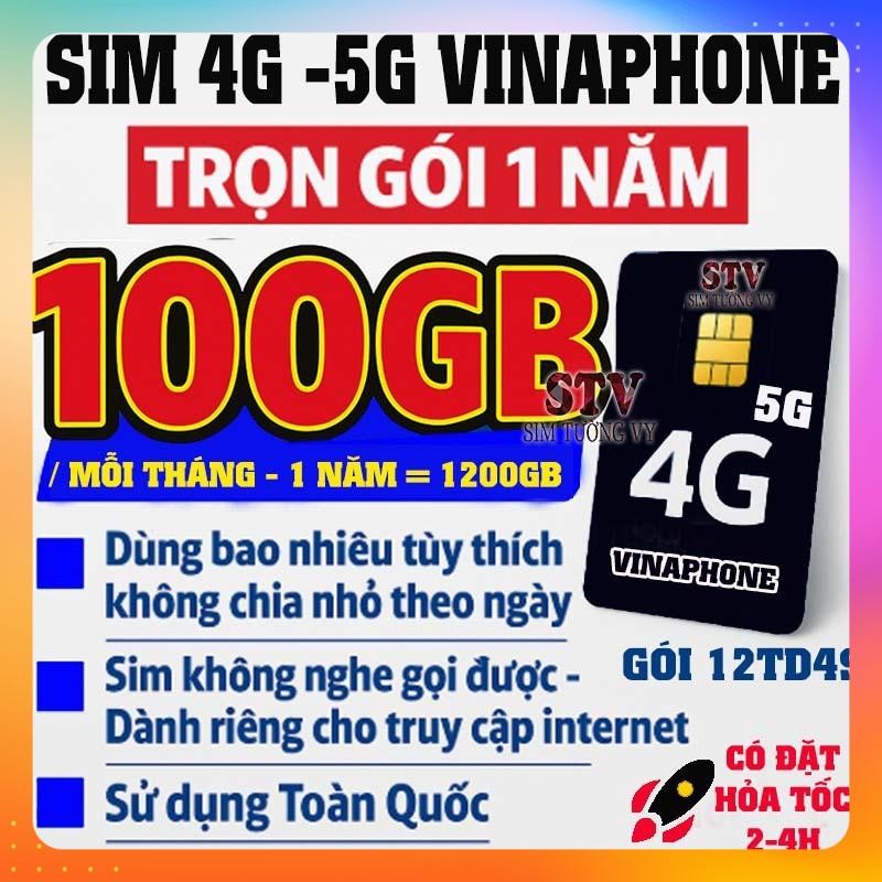 Sim 4G Vinaphone trọn gói sử dụng 1 năm gói cước D500,D219, 14BIG50Y, U1500, 12TD49 tặng que ...