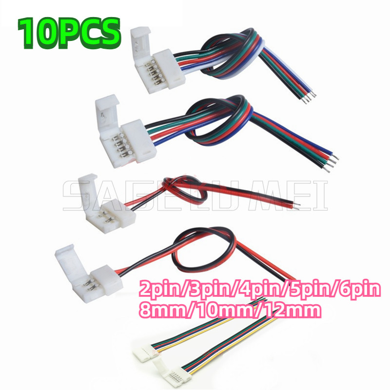10 Chiếc 2 / 3 / 4 / 5 / 6Pin LED Kết Nối Kẹp Đôi Cáp Kết Nối Cho 3528 WS2811 WS2812 5050 RGB ...