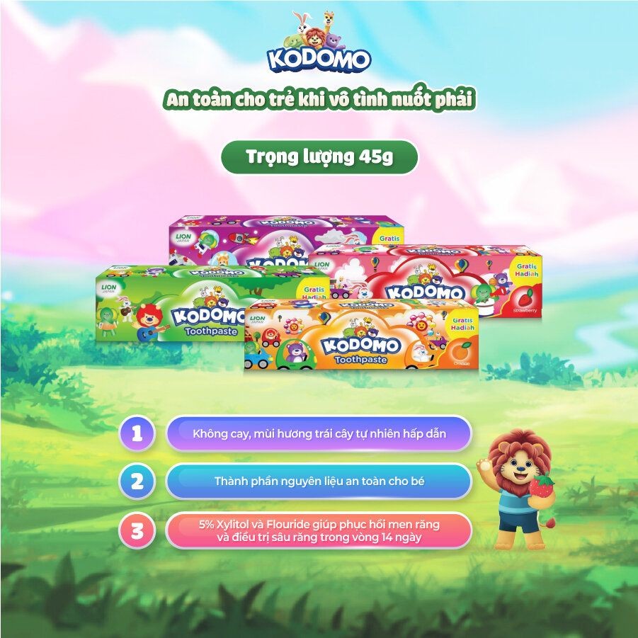 Kem đánh răng nuốt được Kodomo trẻ em 1-5 tuổi tuýp 45gr an toàn cho bé từ công nghệ Nhật Bản ...