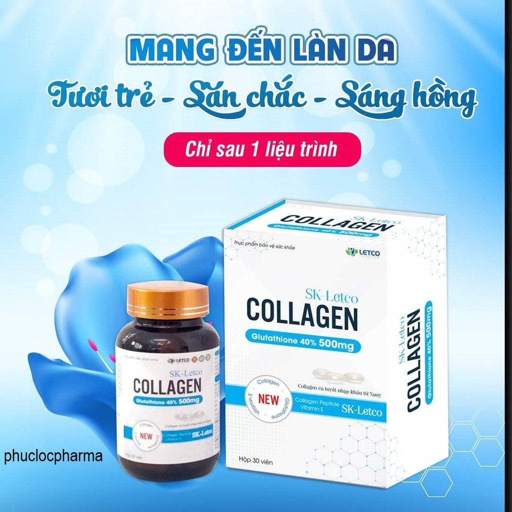 Viên uống trắng da, mờ nám Collagen + Glutathion. Hộp 30 viên (colagen ...