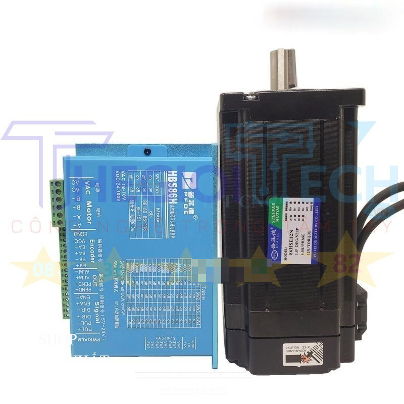 Bộ động cơ Hybrid servo 12Nm 86HSE12N + driver HBS86H + cáp encoder ...