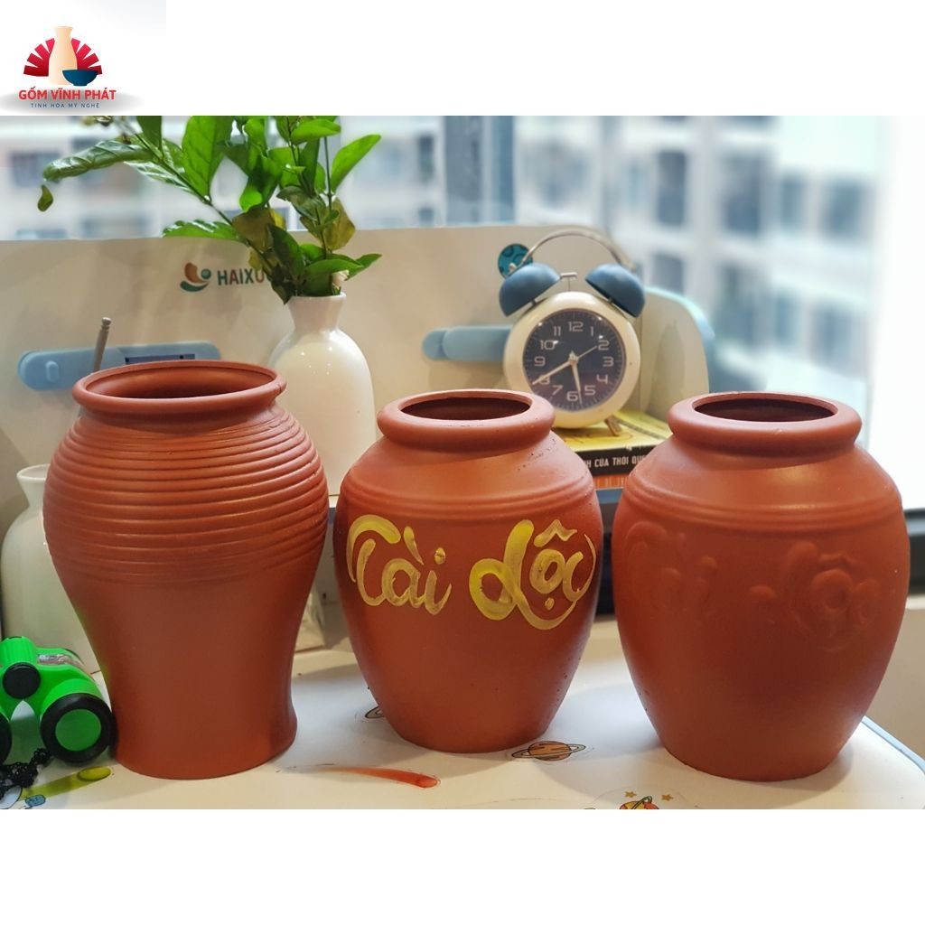 Chum Đất Nung trồng sen đá, xương rồng, chậu bonsai tiểu cảnh, chum ...