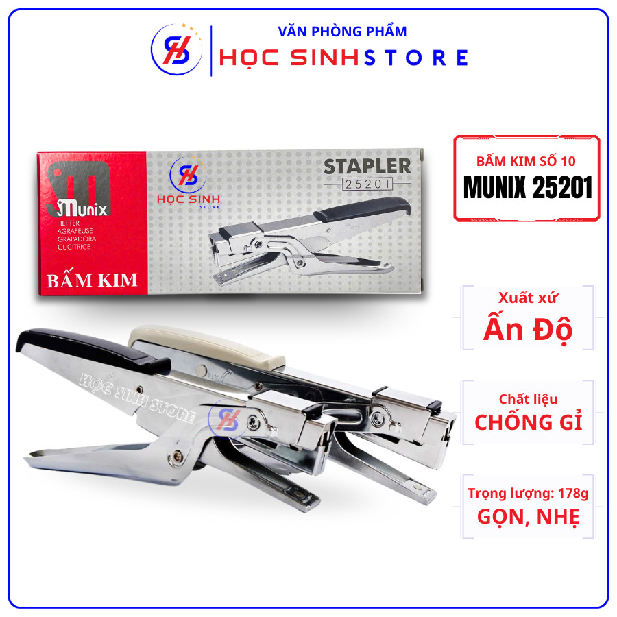 Bấm Kim Số 10 Munix 25201 Sản Xuất Tại Ấn Độ - Dùng Kim Bấm Số 10 Chất ...