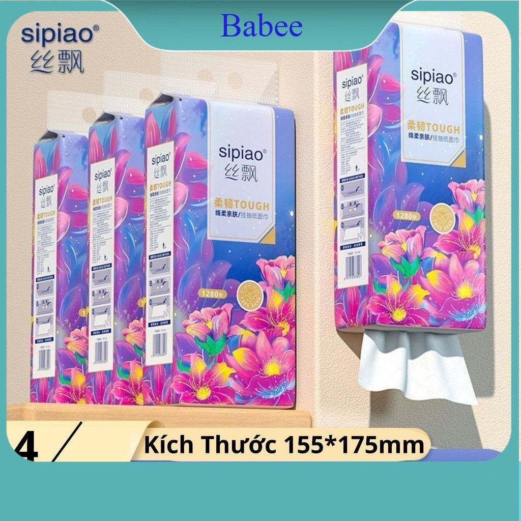 Thùng 6 Bịch Giấy Treo SIPIAO Hoa Tím 1280 Tờ Nội Địa Trung, Giấy Rút ...