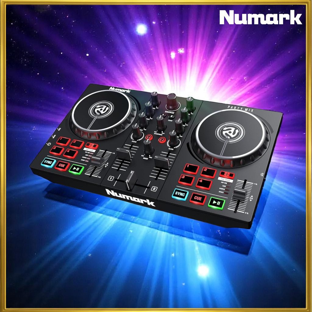 Numark DJ Controller Bundle with LED Lights and Monitor Speakers USB ...