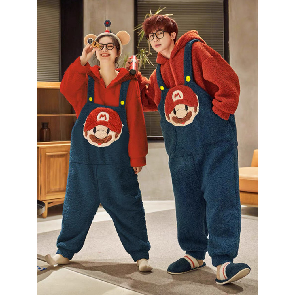 Rời Cặp Đôi Super Mario Mario Nam Nữ Xuân Thu Bộ Đồ Ngủ Thu Đông Dễ ...