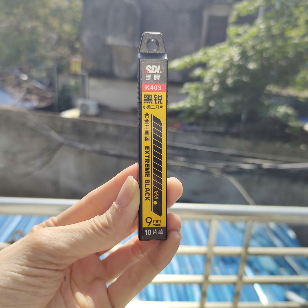 Vỉ 10 lưỡi dao đen 60⁰ chuyên dụng SDI No.K403 cắt Film cách nhiệt, Decal, PPF dán xe ô tô ...