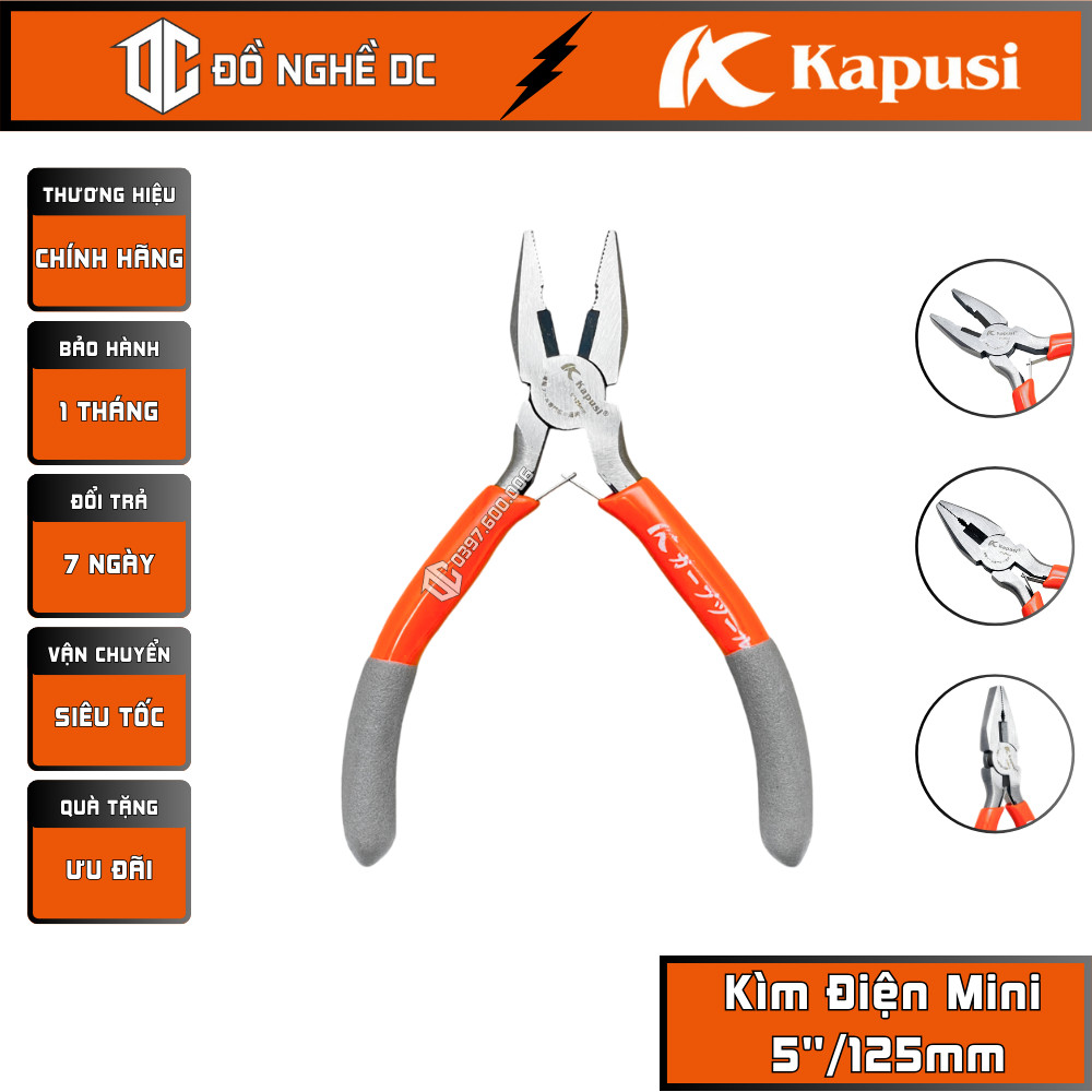 Kìm Điện Mini, Kềm Điện Đa Năng 5"/125mm K-8299 Kapusi Nhật Bản thép ...