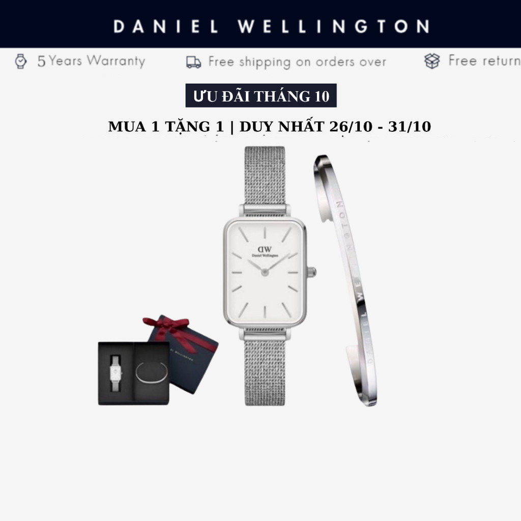 [Chính Hãng] Đồng Hồ Nữ Daniel Wellington Quadro Pressed Sterling Kèm ...