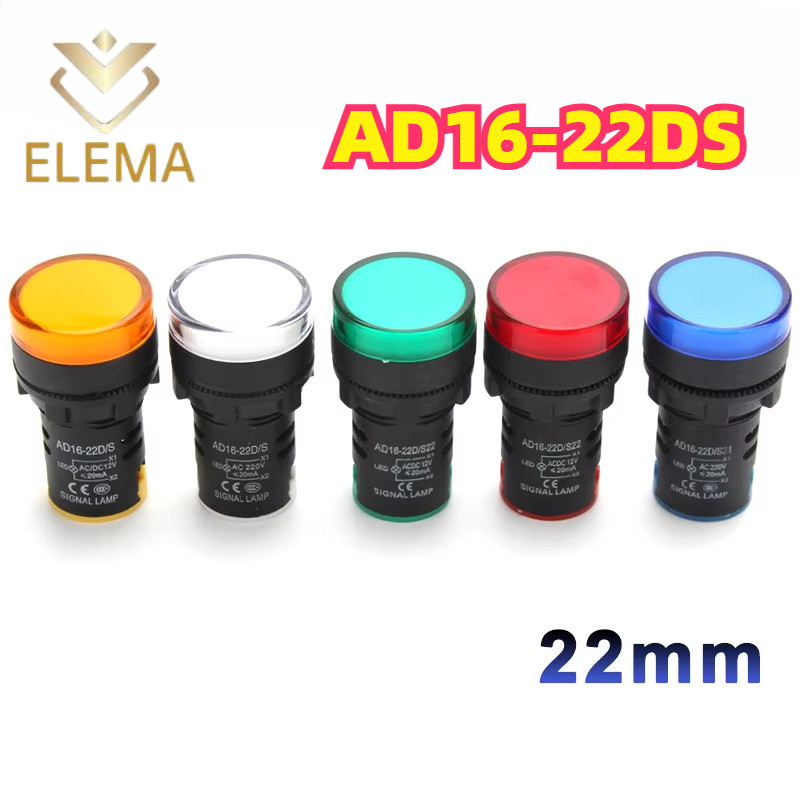 Ad16-22ds 22mm Đèn Báo 12V 24V 110V 220V 380V Đèn Báo Nguồn Đèn Tín Hiệu AD16-22DS Bảng Điều ...
